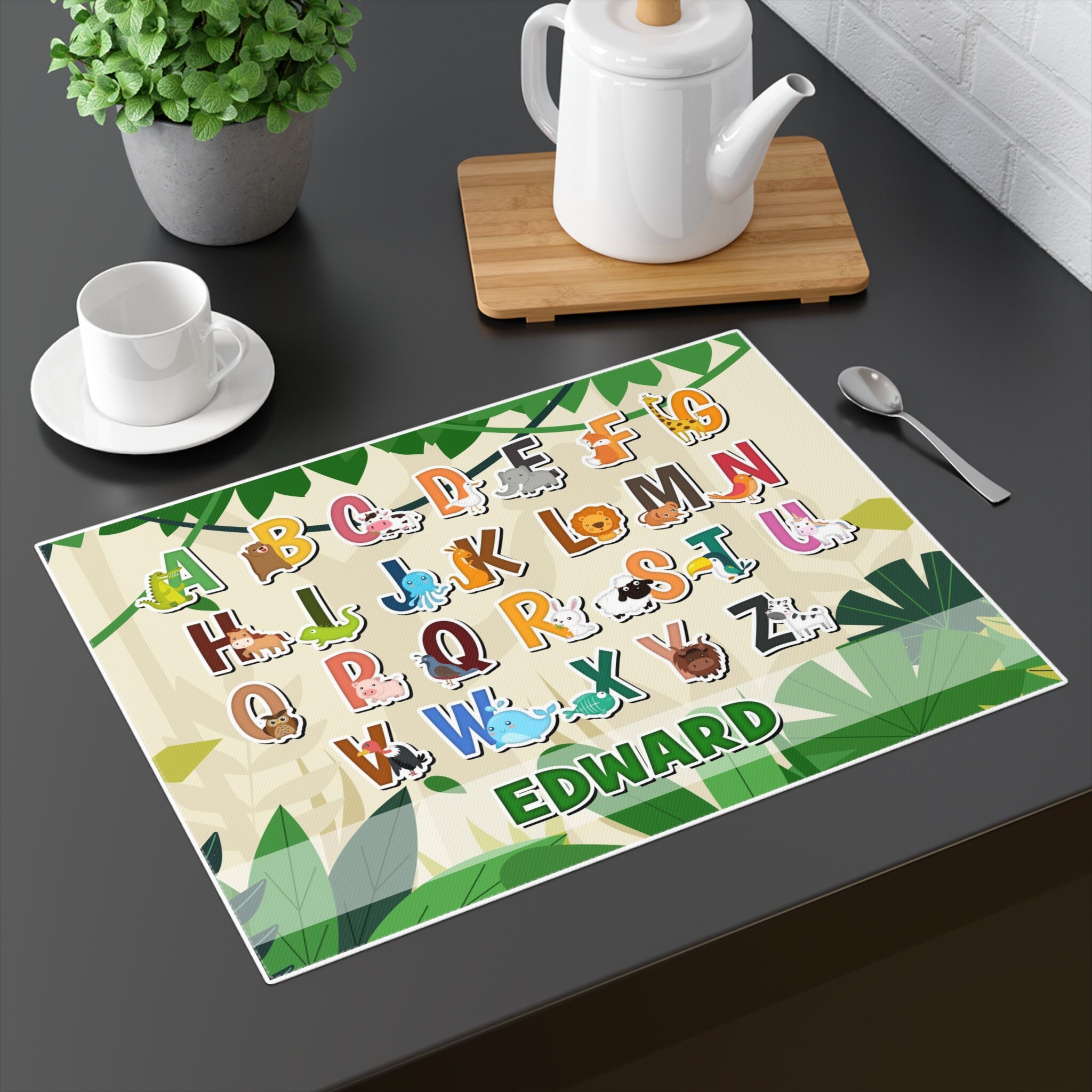 Animal Alphabet Place Mats for Kids, Desk Decoration for Toddlers and ...