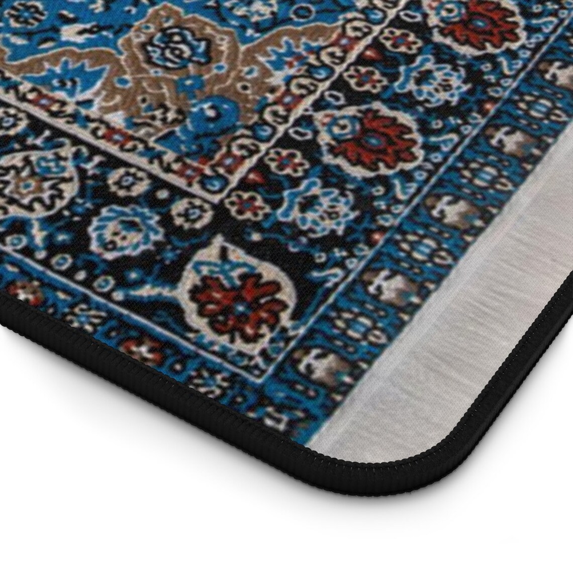 Persian Rug Pattern, Blue Floral Desk Mat, Distressed Unique Rug Design ...