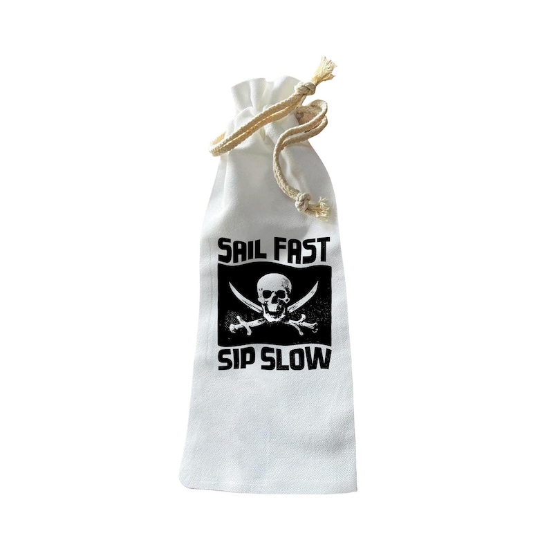Jolitee Wine Bottle Gift Bag – Sail Fast Sip Slow – Pirate Skull ...