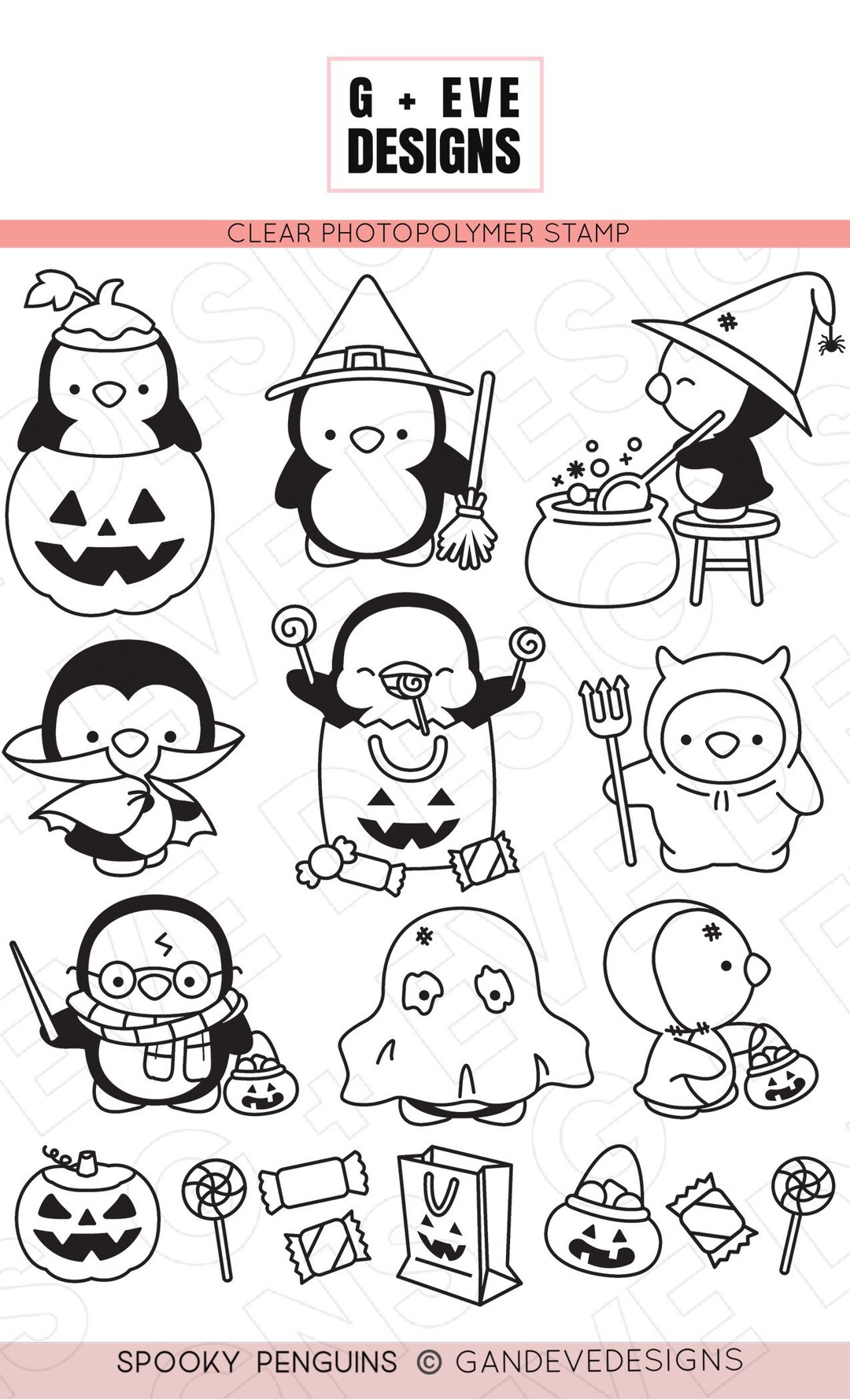 SPOOKY PENGUINS 4x6 Stamp Set - Etsy