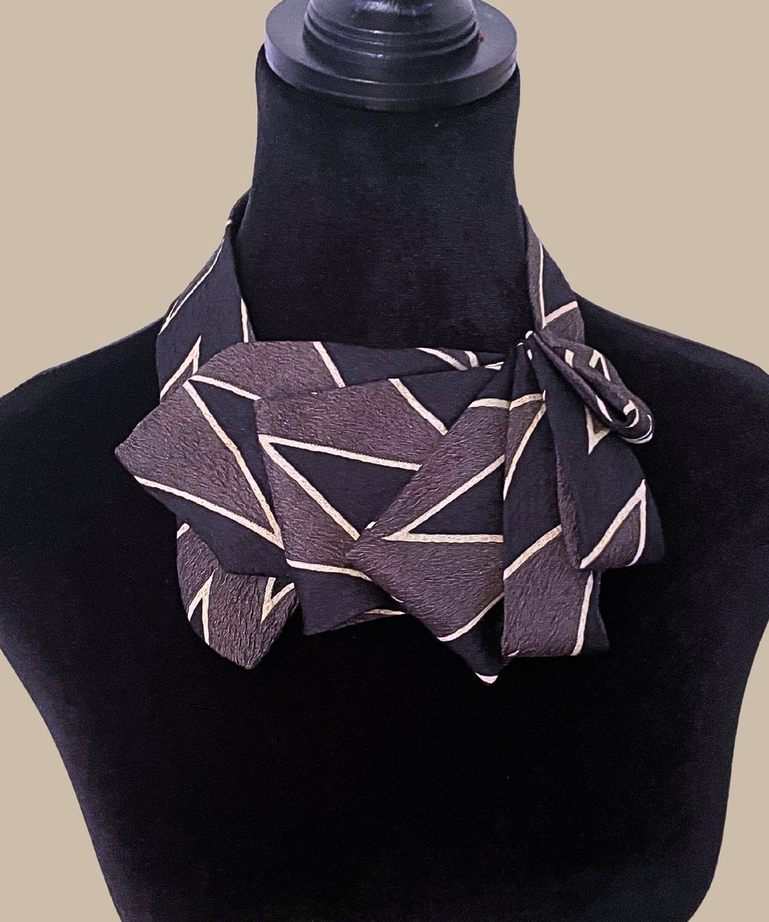 Gray, Black, & Gold Repurposed Womens Necktie, Lady Necktie, Female ...