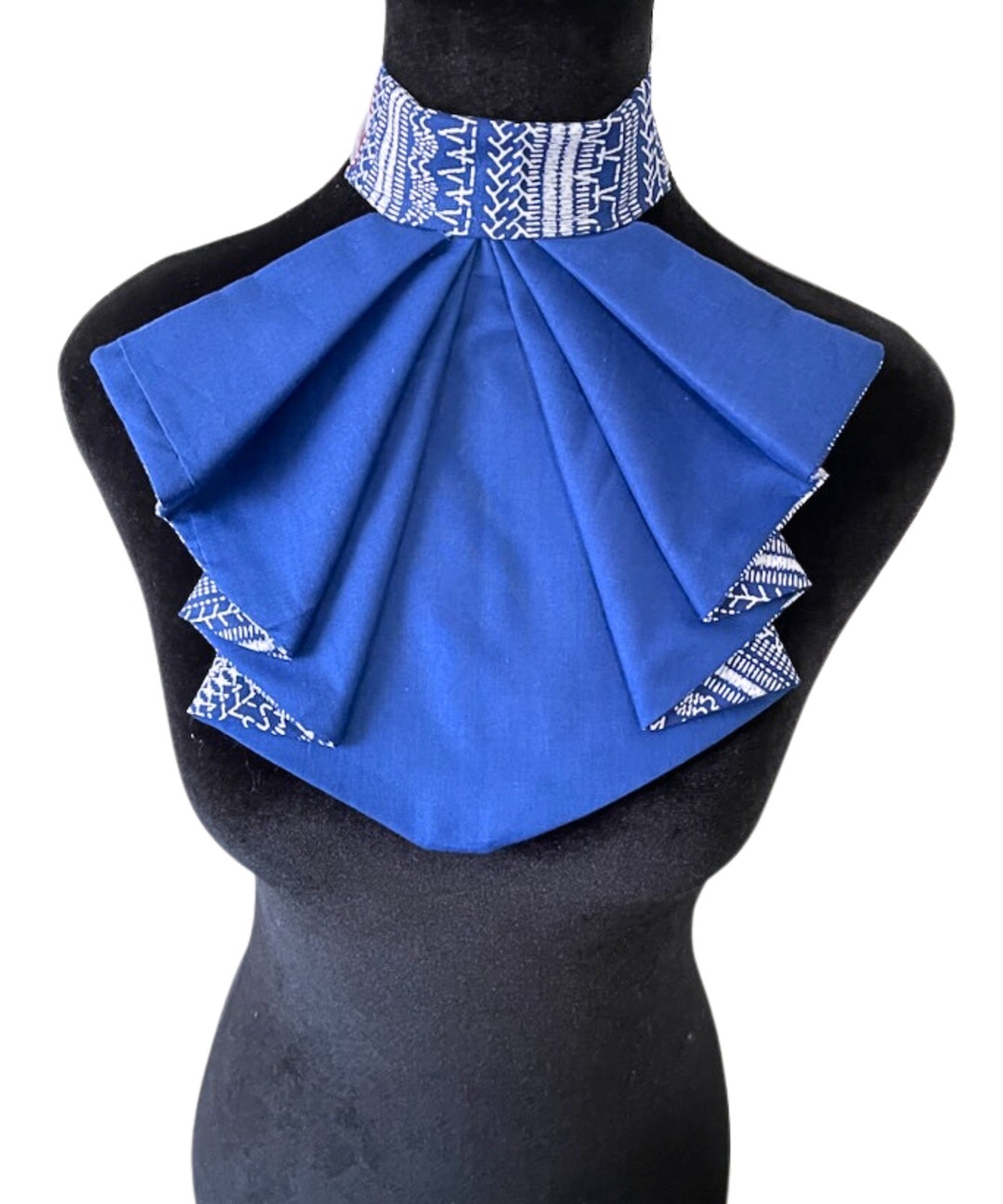 Blue and White Jabot, Womens Jabot, Ladies Jabot, Jabot Collar, Necktie ...