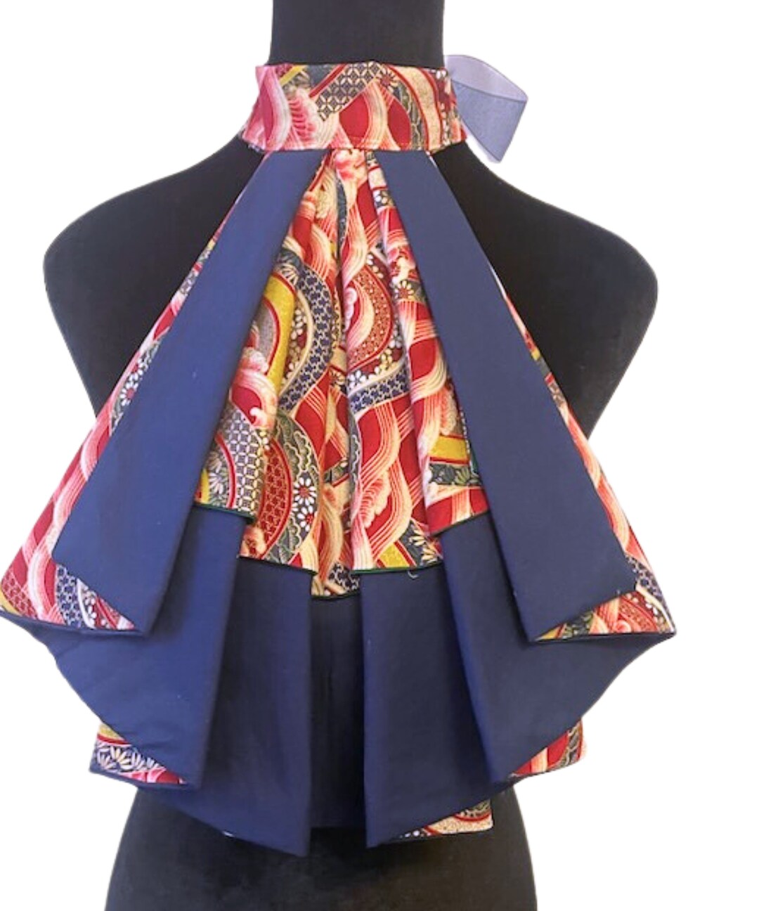 Blue and Red Women Jabot, Ladies Jabot, Jabot Collar, Necktie Dickies ...