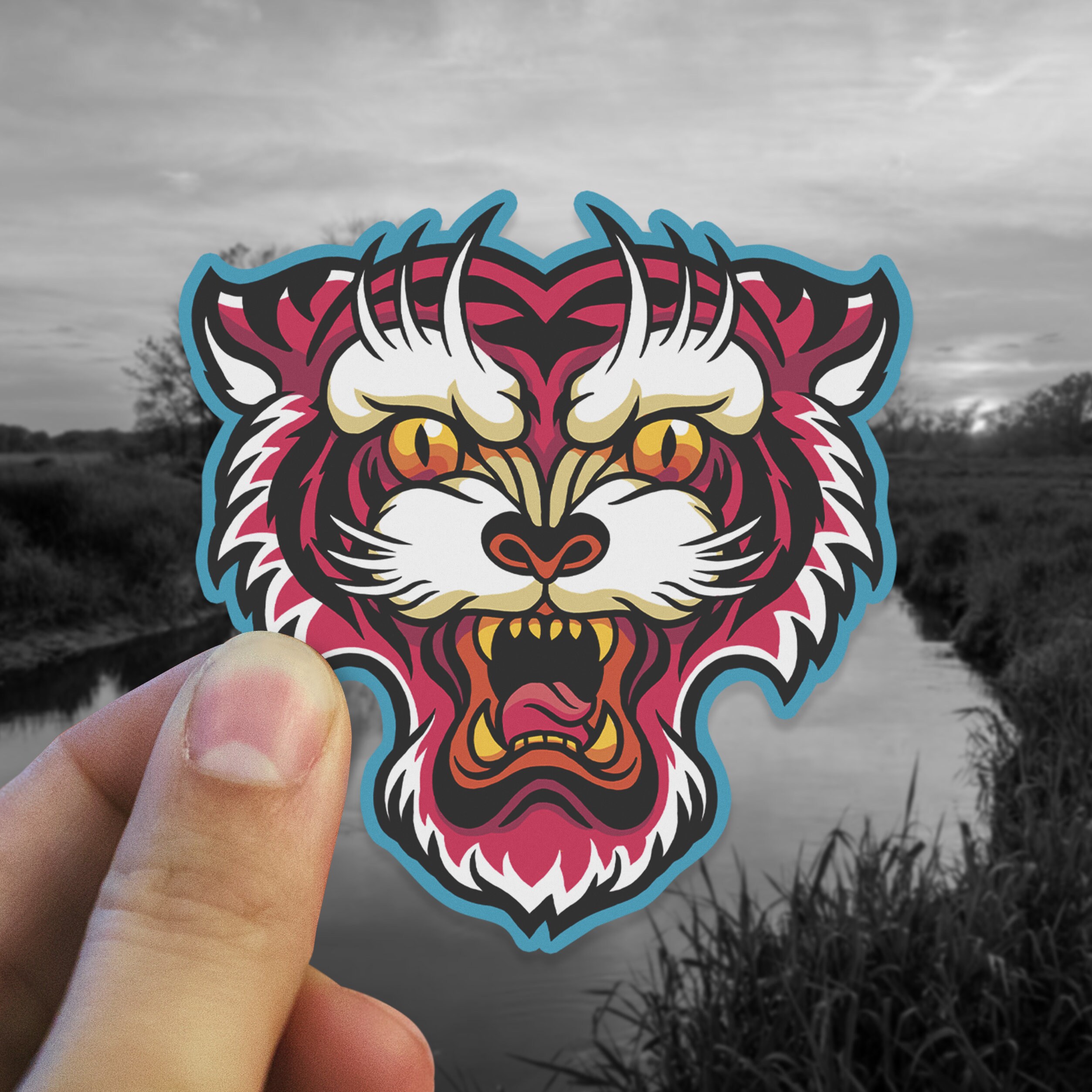 Tiger Sticker Flash Tattoo Style Big Kitty Vinyl Matte Sticker - Etsy