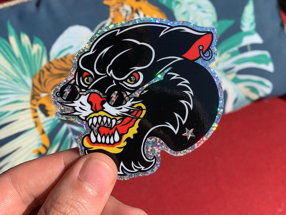 Panther Sticker Glitter | Flash Tattoo Style | Panther Decal Laptop ...