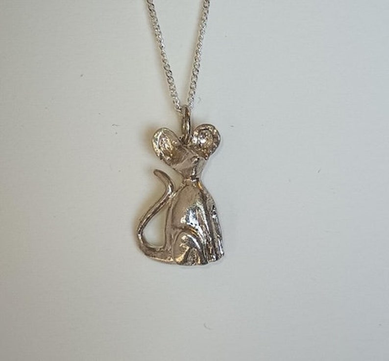 Sterling Silver Mouse Pendant With 18 Inch Sterling Silver Chain - Etsy