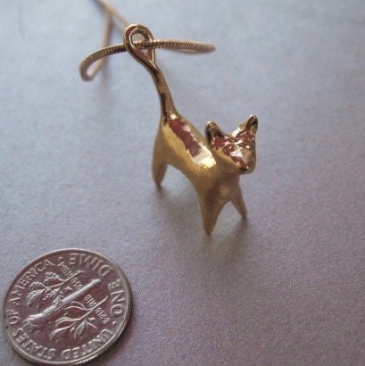 Colgante de gato chapado en oro de 24 quilates con cadena chapada en ...