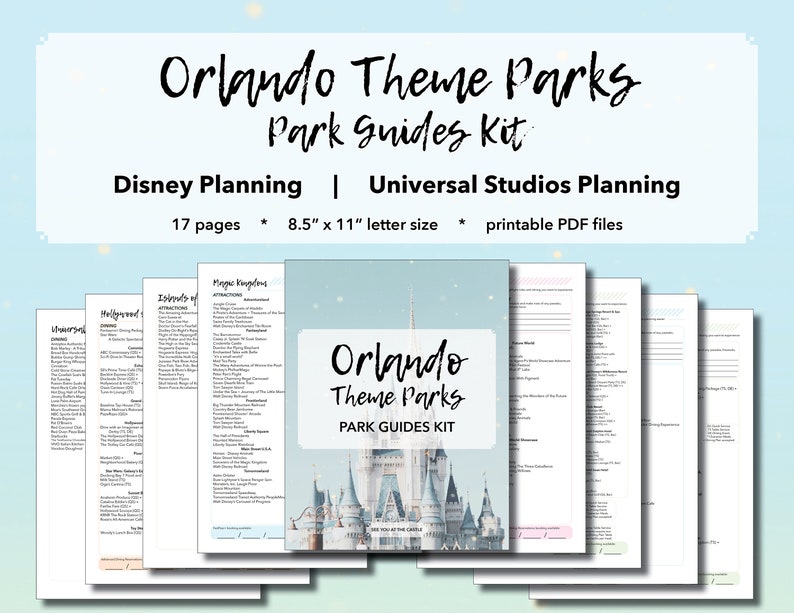 Orlando Theme Parks: Park Guides Kit Vacation Planning | Etsy