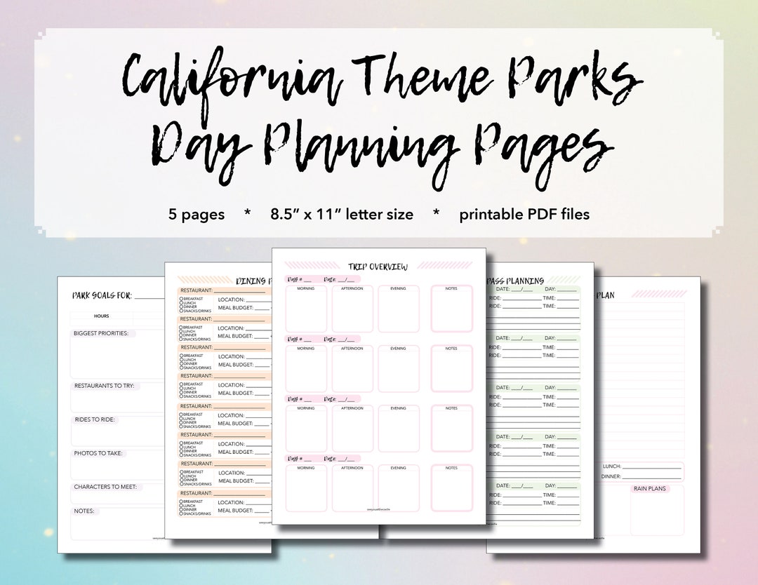 California Theme Parks: Day Planning Pages - Vacation Planning ...