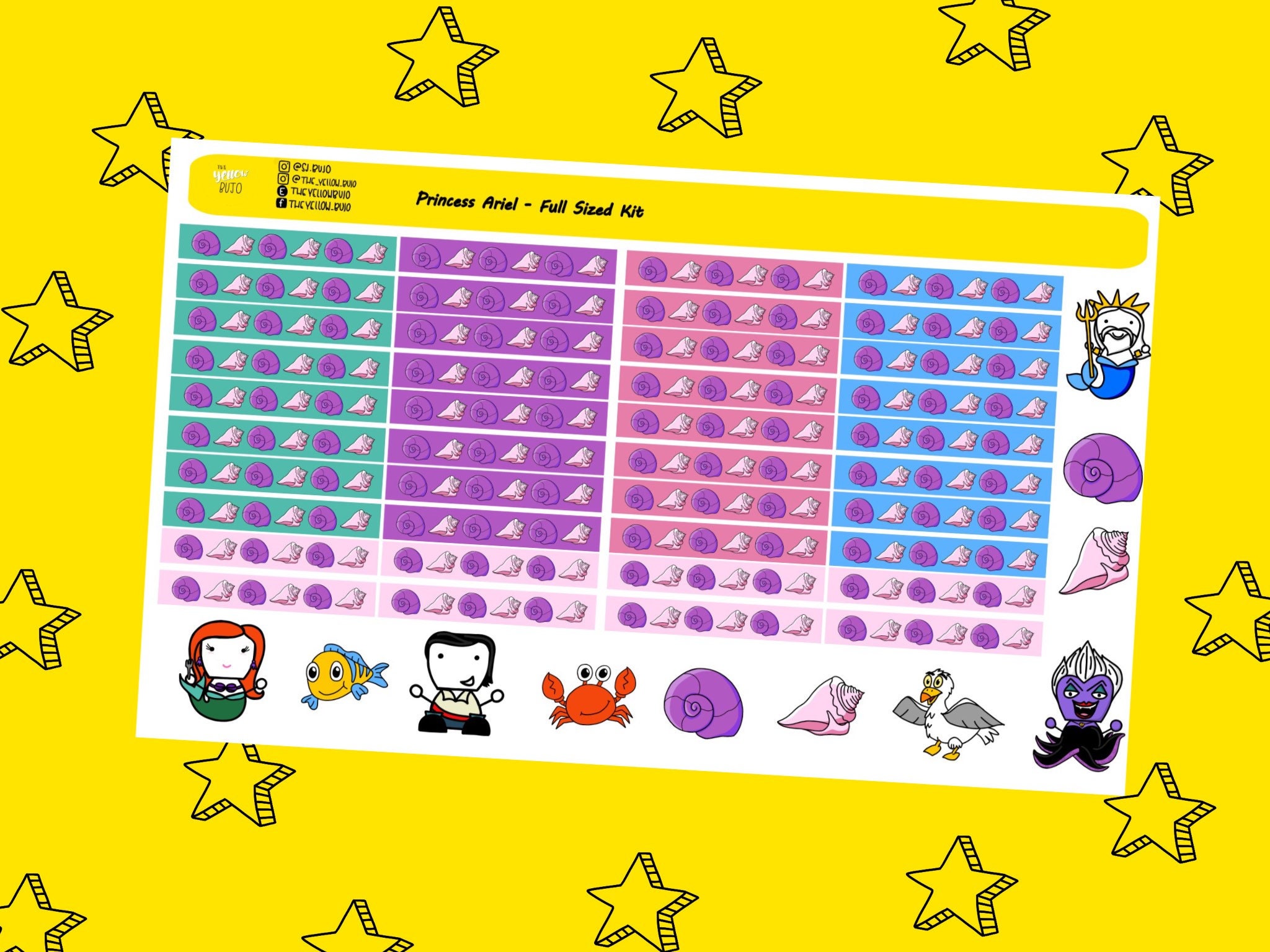 Princess Ariel Full/mega Planner Stickers Kit. Vertical | Etsy
