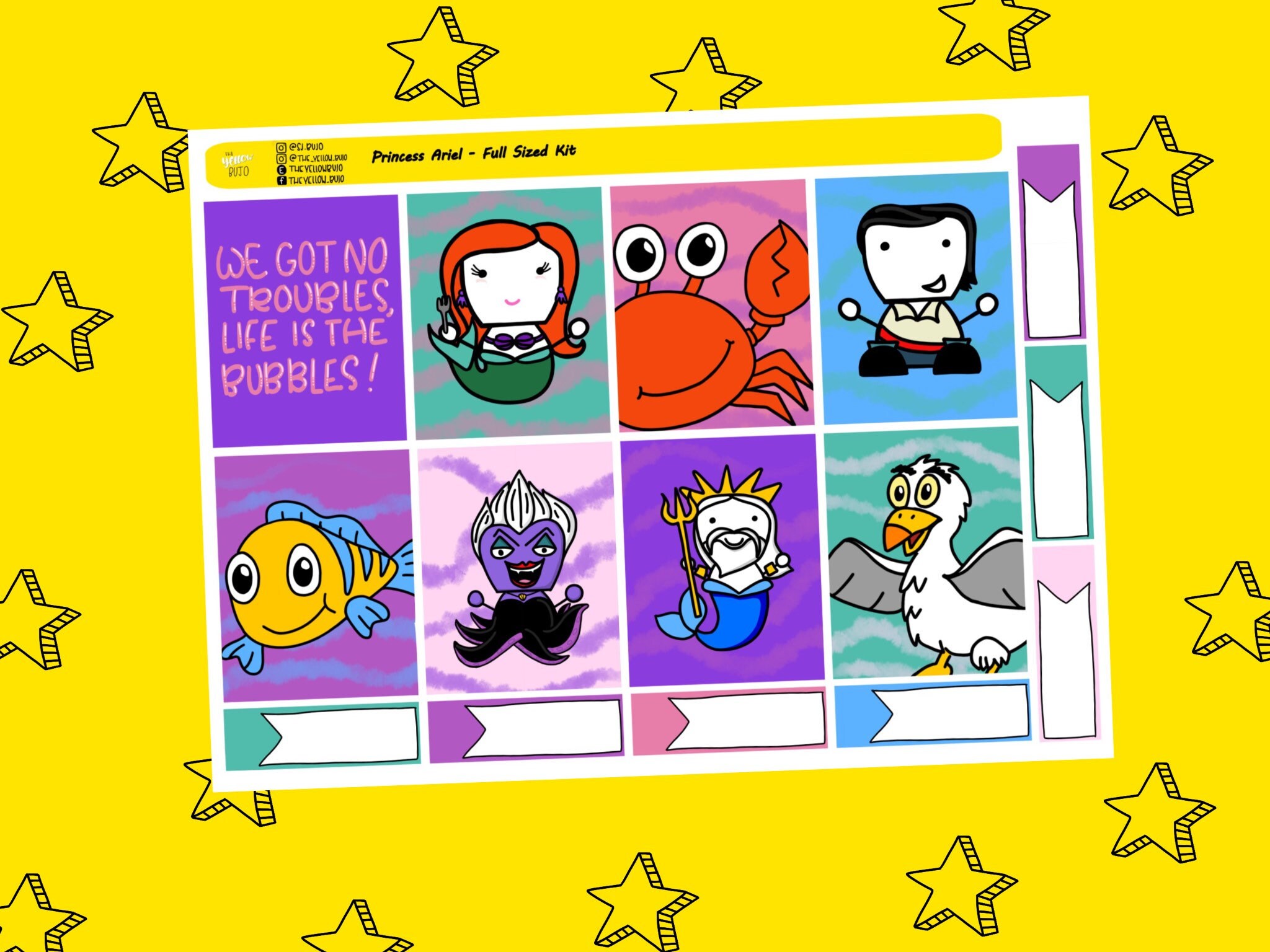 Princess Ariel Full/mega Planner Stickers Kit. Vertical - Etsy