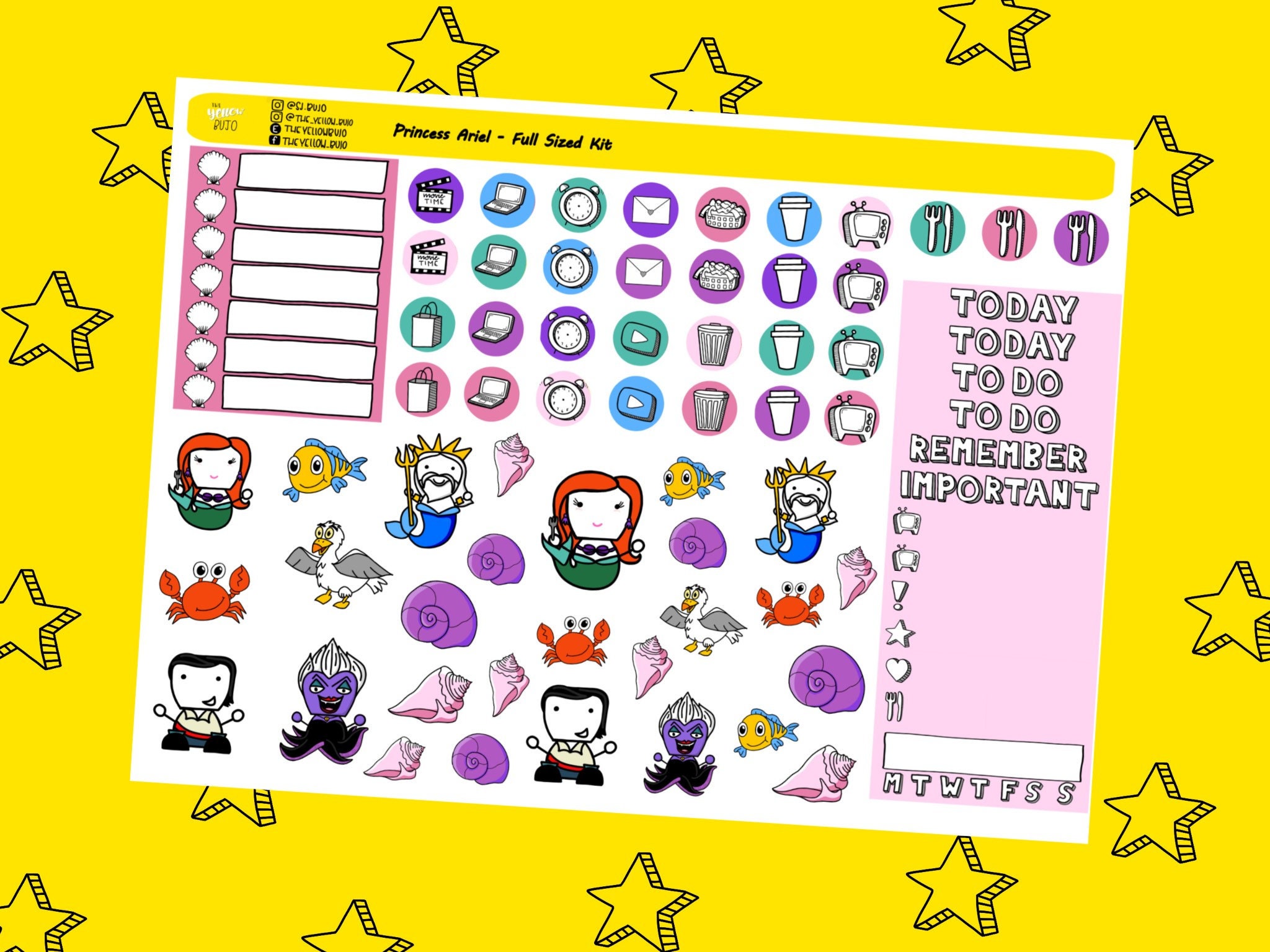 Princess Ariel Full/mega Planner Stickers Kit. Vertical | Etsy