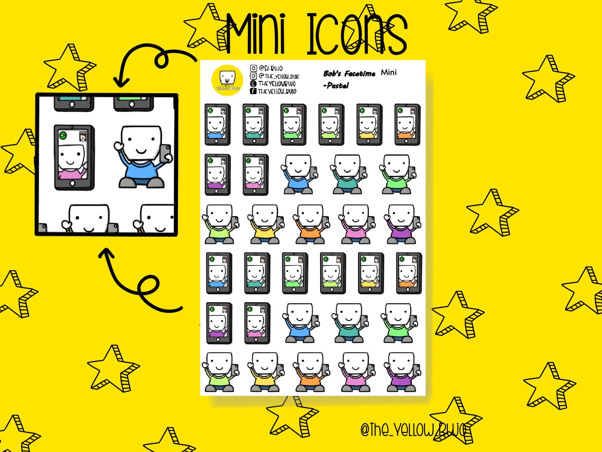 Mini Bobs Facetime Stickers Cute Kawaii Character Stickers - Etsy