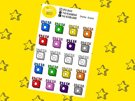 Social Media Icon Instagram Multi-coloured Hand Drawn | Etsy