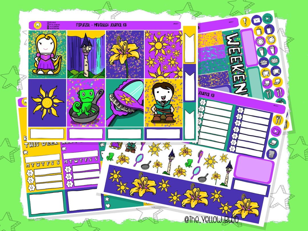 Princess Rapunzel, Mini / Bullet Journal Planner Stickers Kit. Weekly ...