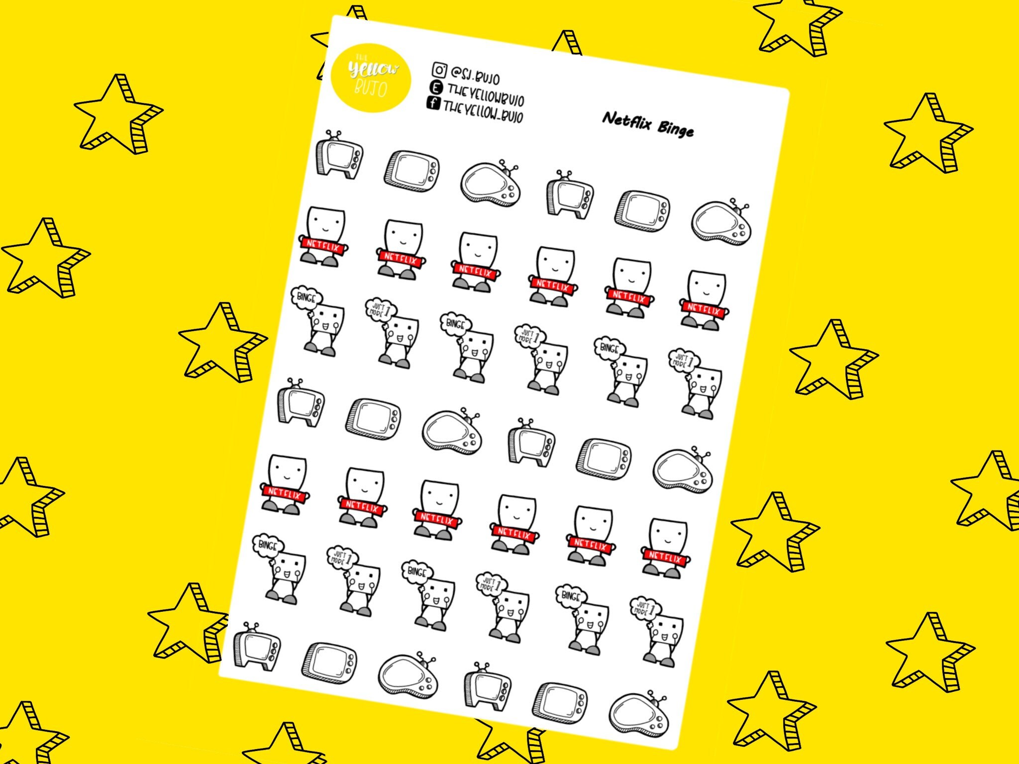 Bob's Binge Watch Planner Stickers Netflix Amazon Prime | Etsy