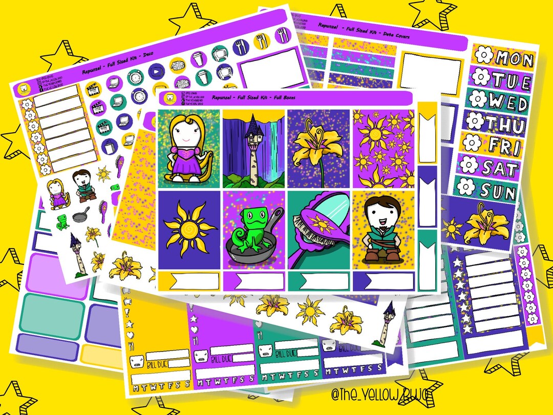 Princess Rapunzel Planner Stickers. Virtical Weekly Planner, Happy ...