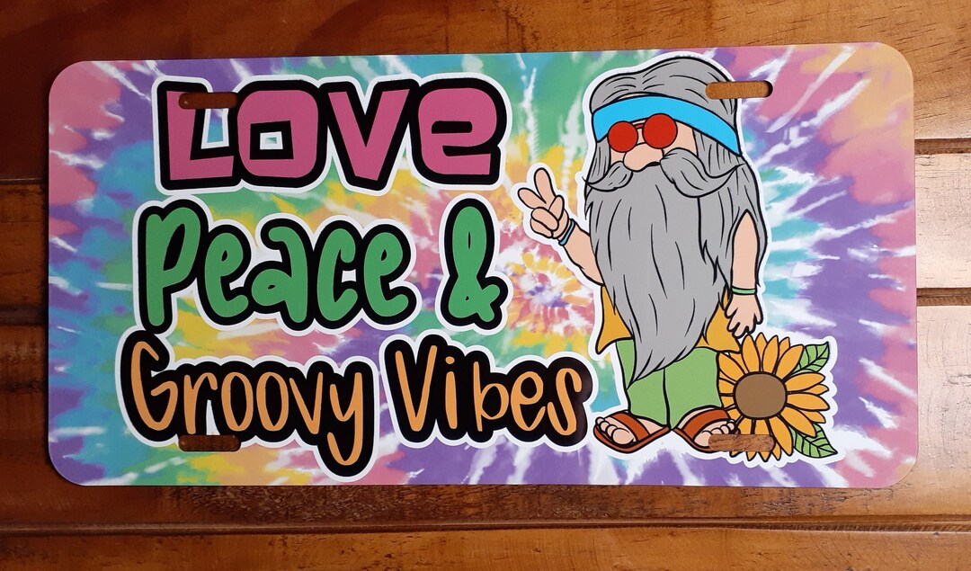 Hippie License Plate, Sublimation License Plate, Tie-dye, Sunflower ...