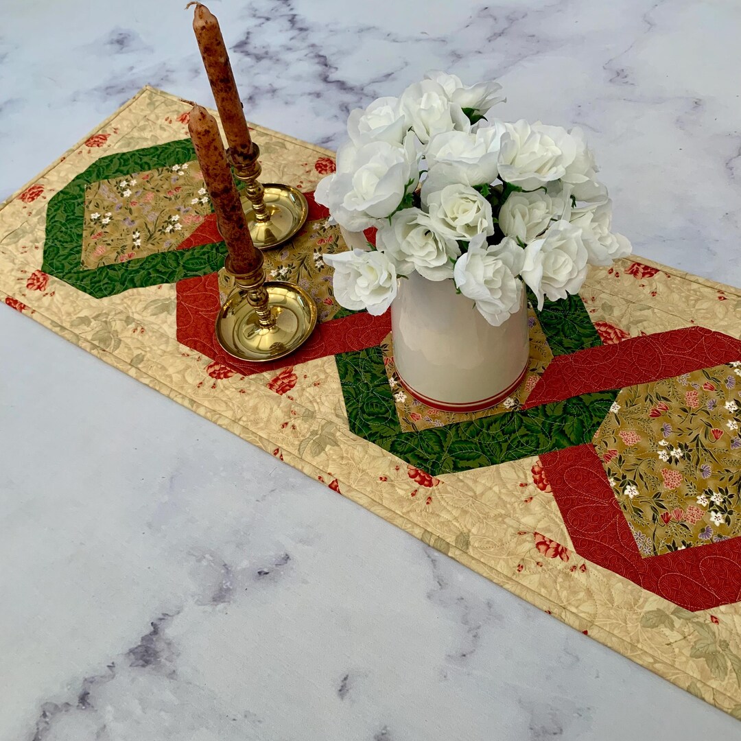 Handmade Quilted Table Runner, Floral Table Topper, Home and Table ...