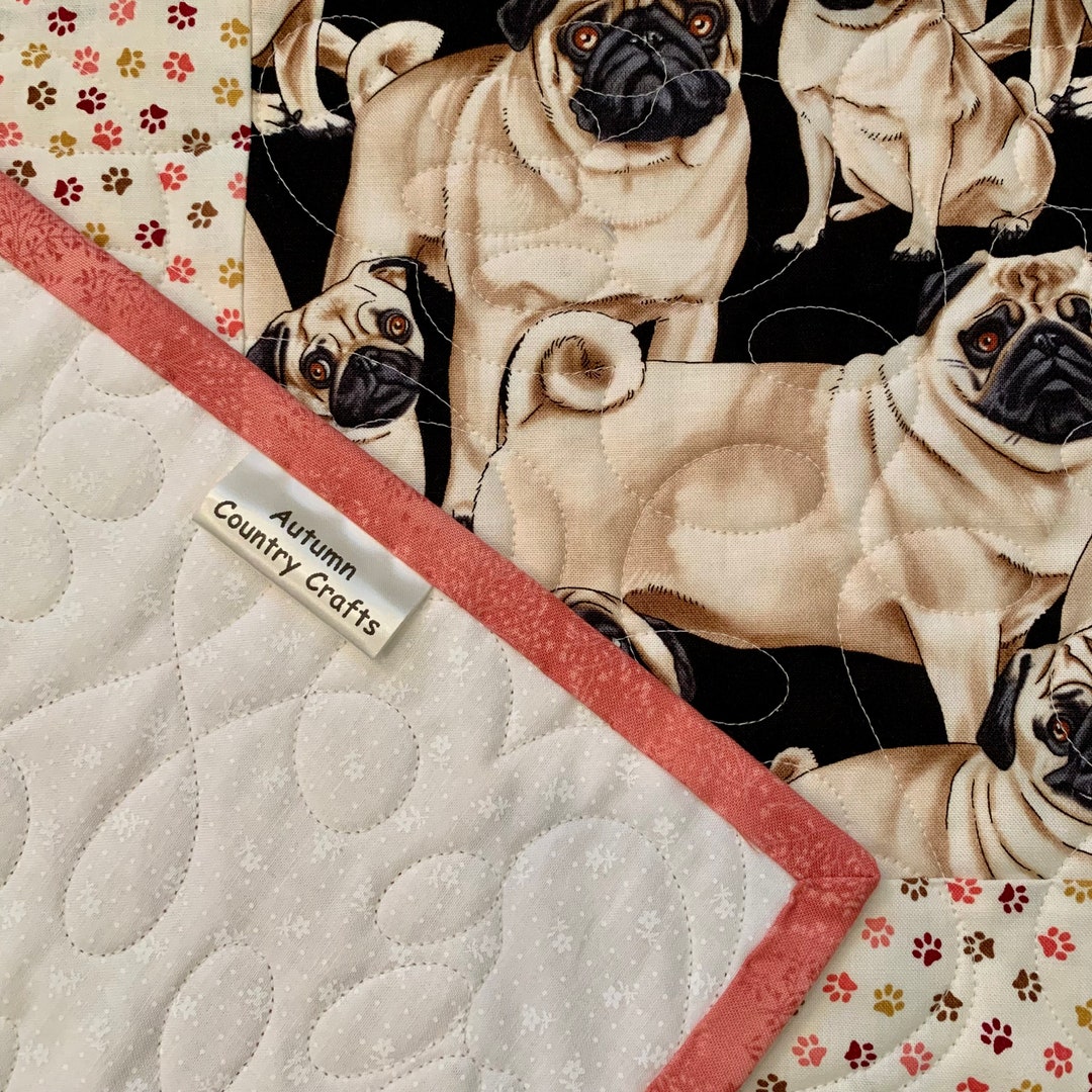 Handmade Pug Dog Quilt, Patchwork Lap or Table Quilt, Gift for Dog ...