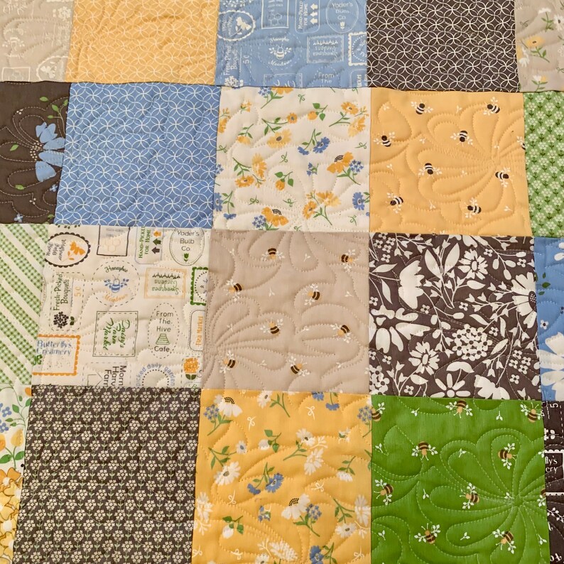 Handmade Quilt, Patchwork Quilt, Blue and Yellow Quilt, Lap Quilt ...