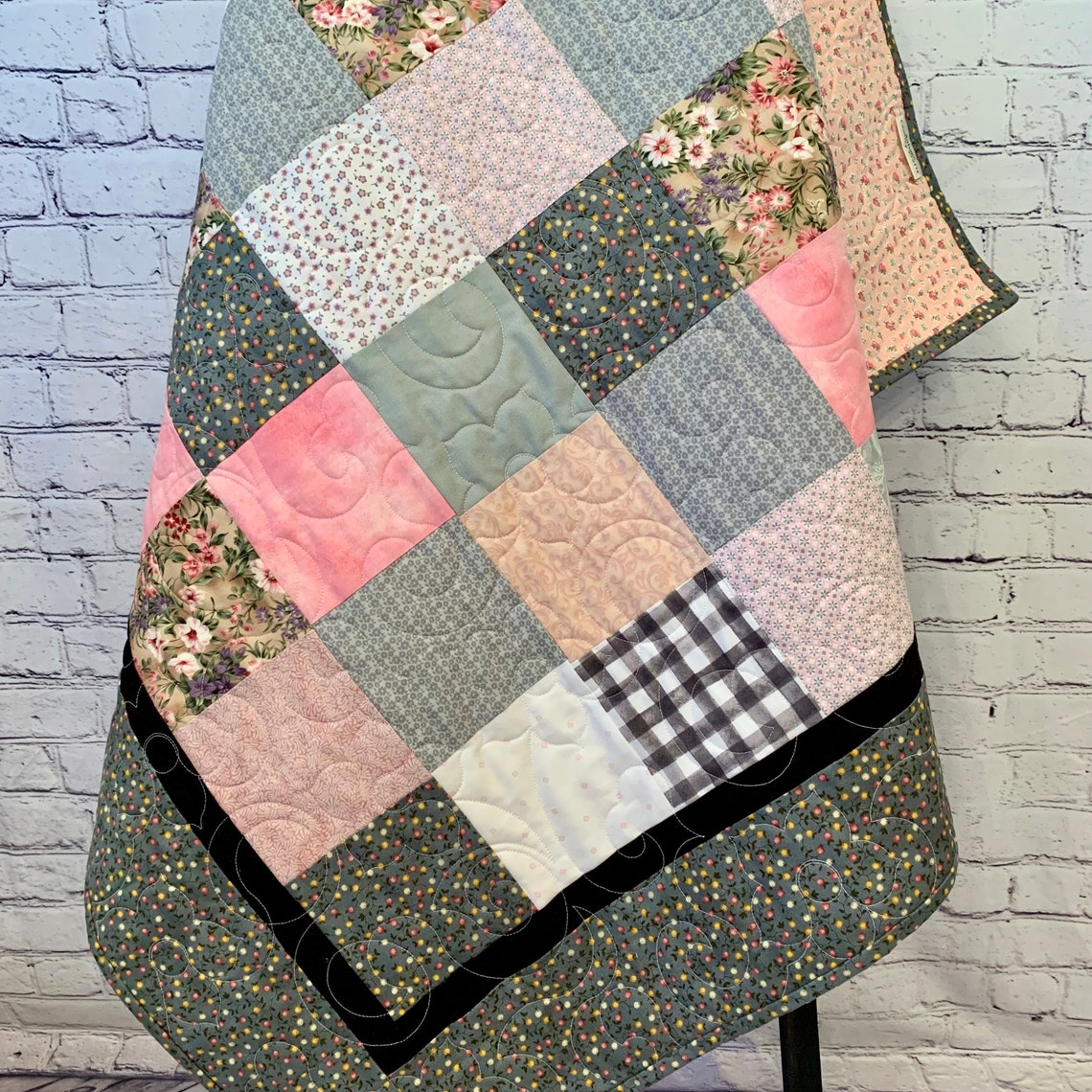 Handmade Patchwork Quilt, Lap or Table Quilt, Wall Hanging, Spring and ...