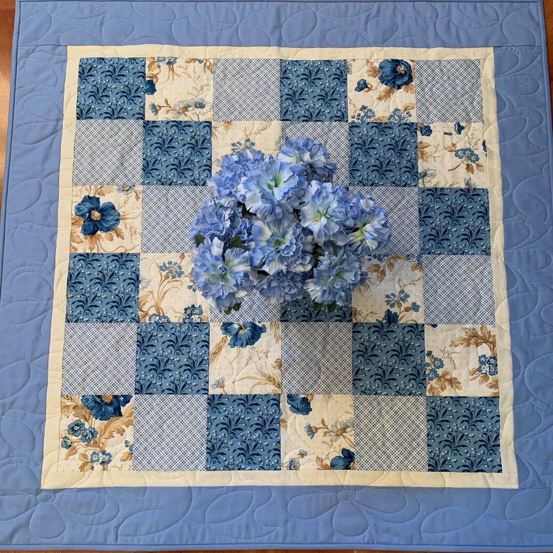 Handmade Quilt Patchwork Quilt Table Quilt Lap Quilt Blue - Etsy