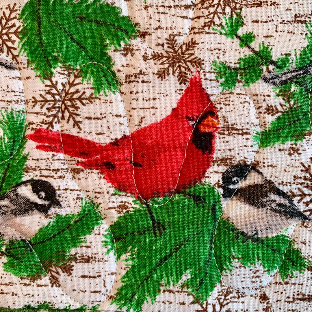 Handmade Holiday Quilt With Cardinals, Patchwork Lap or Table Quilt ...