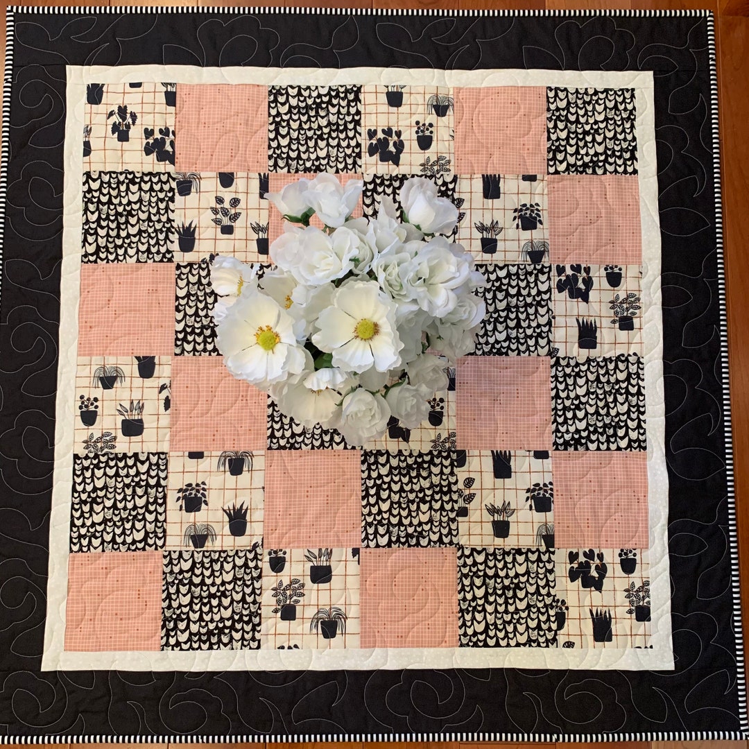 Handmade Cottage Flowers Patchwork Quilt: Farmhouse Table or Lap Quilt ...