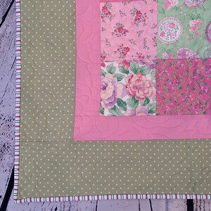 Handmade Large Quilted Throw Blanket, Pink and Purple Floral Patchwork ...