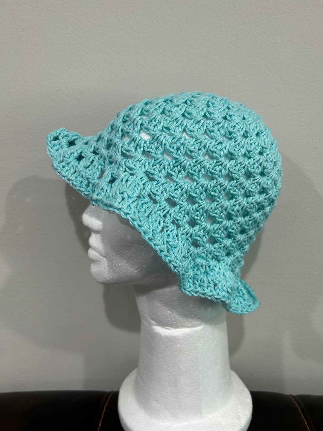 Bucket Hat - Granny Style - Aqua Sparkle - Etsy