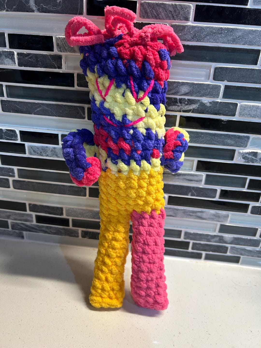 Crochet Dammit Doll - Pink Leg & Hair - Etsy