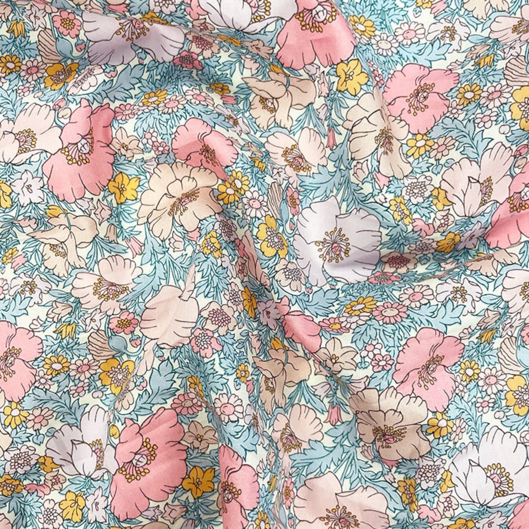 MEADOW SONG PINK Liberty Tana Lawn® Fabric Remnants Bundle Coco & Wolf Liberty London Fabric ...