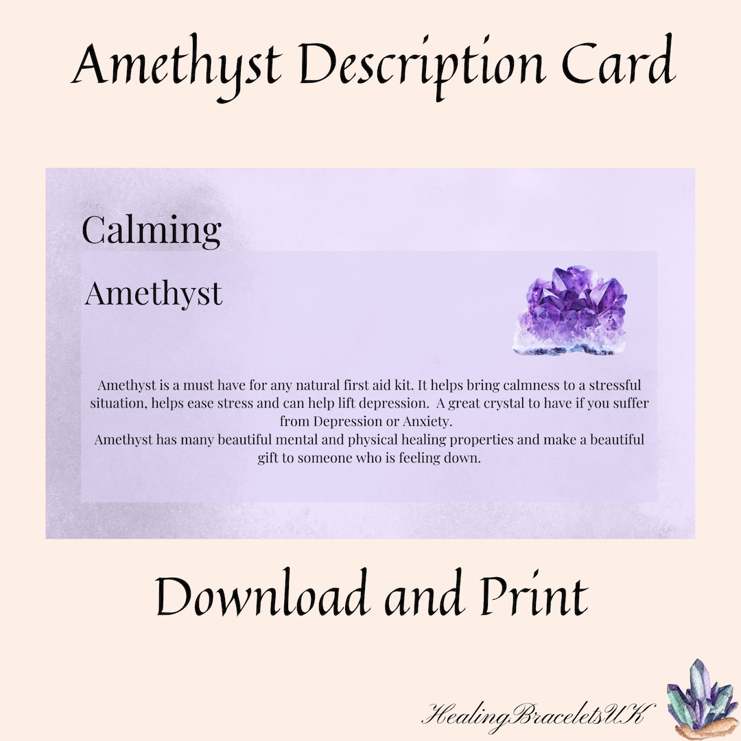 Amethyst Description Card - Etsy