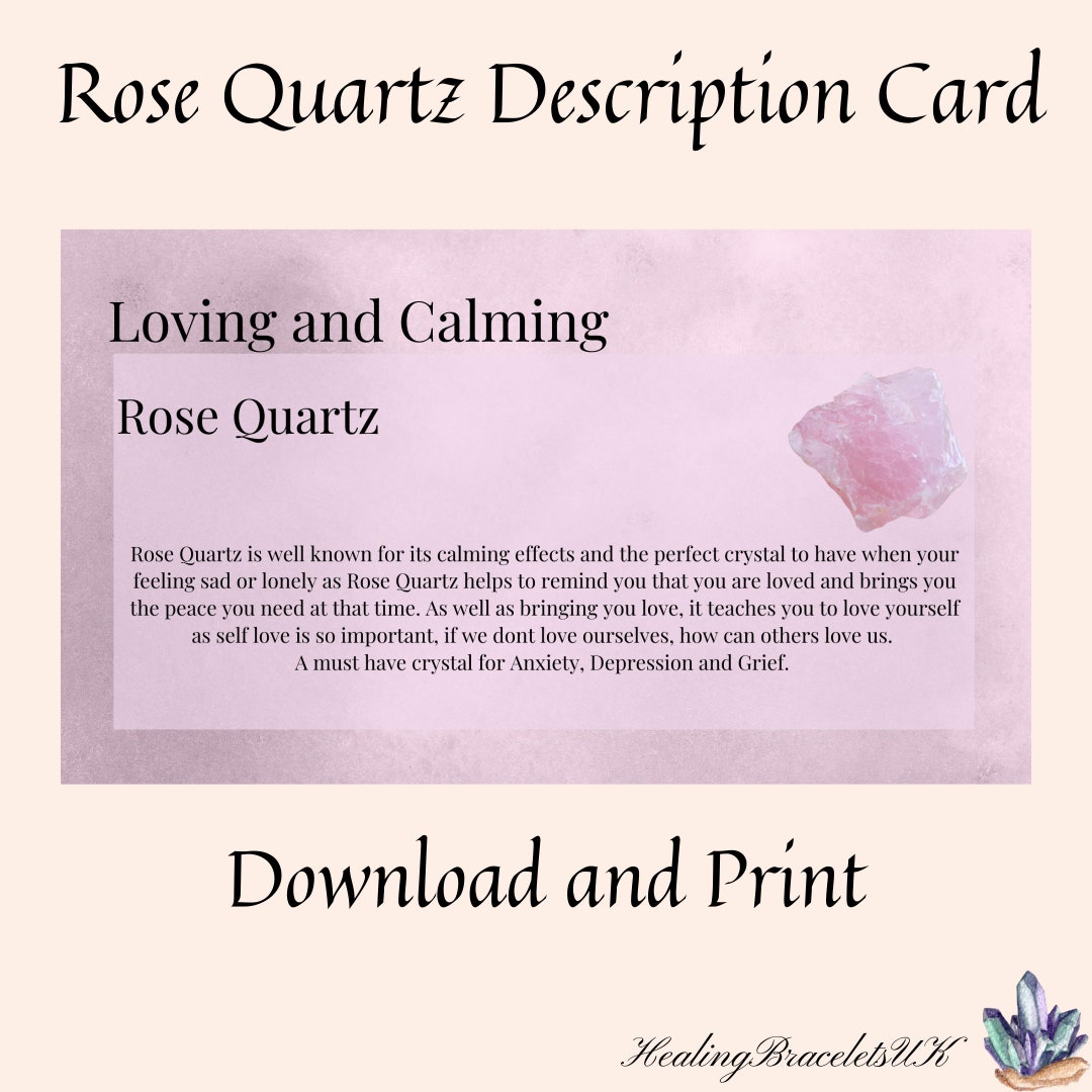 Rose Quartz Digital Description Card - Etsy