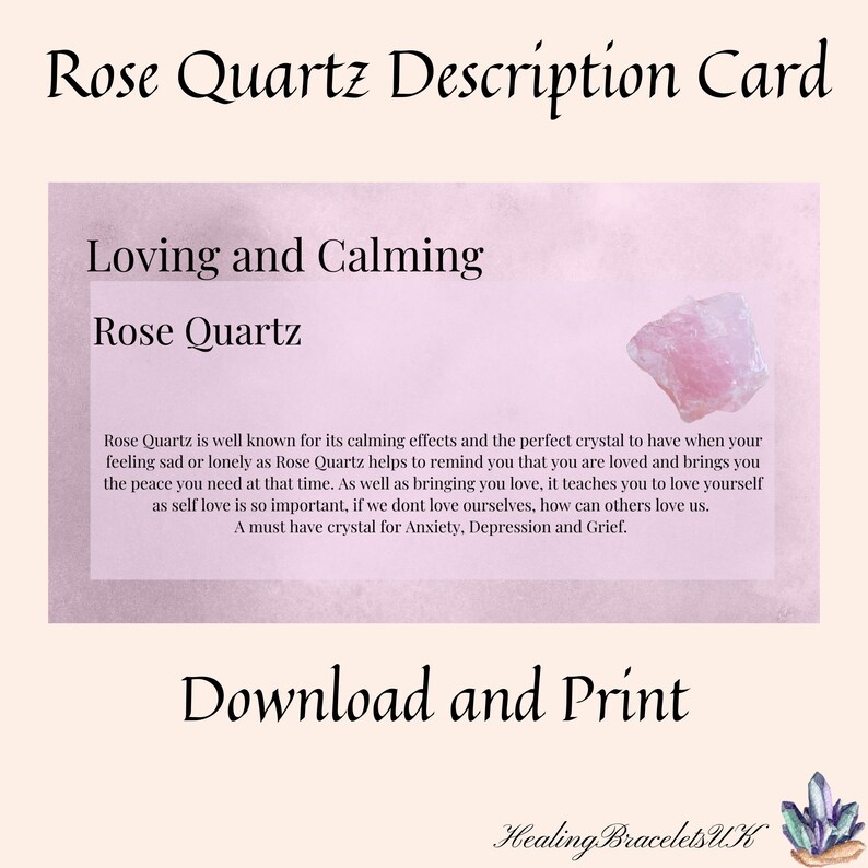 Rose Quartz Digital Description Card - Etsy