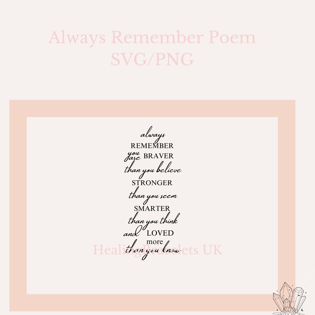 Always Remember Poem Digital Download PNG/SVG - Etsy