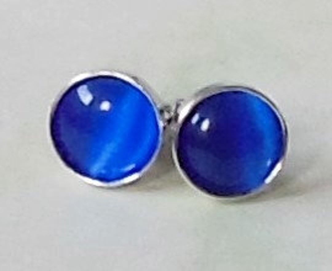 Real Silver Stud Earrings funkelblau 925 Sterling - Etsy