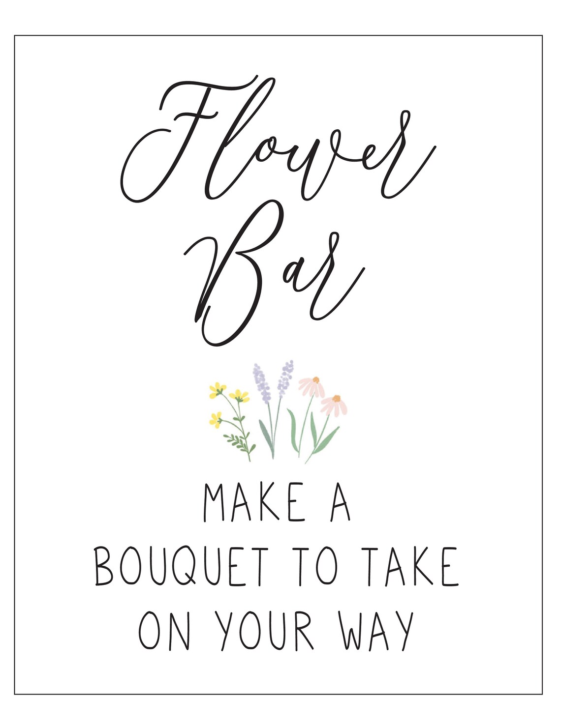 Wildflower Flower Bar Sign: DIY Bouquet Favors (digital Download) - Etsy