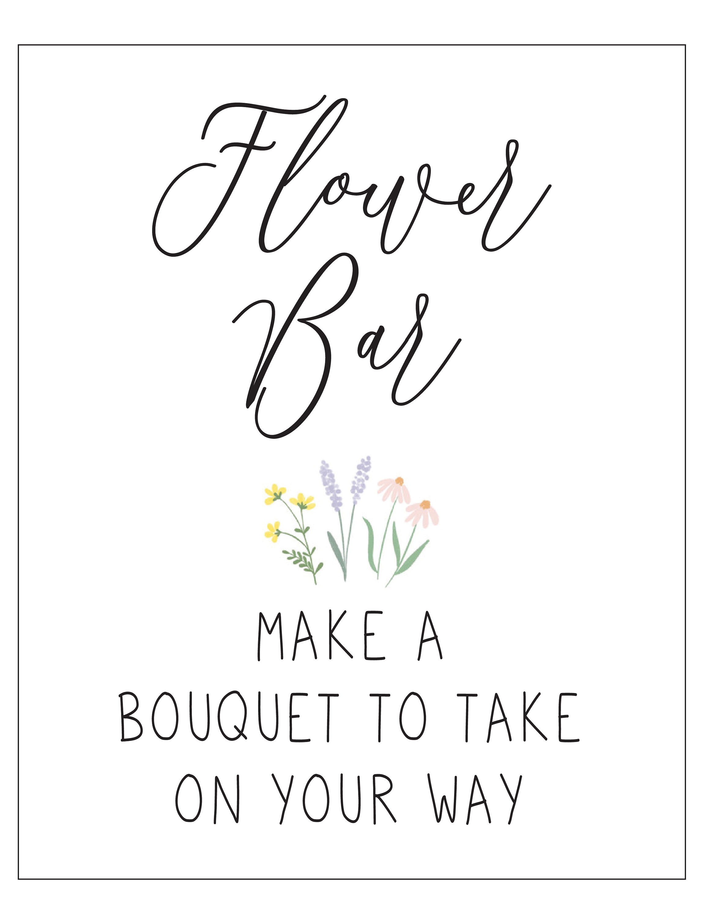 Wildflower Flower Bar Sign: DIY Bouquet Favors (digital Download) - Etsy