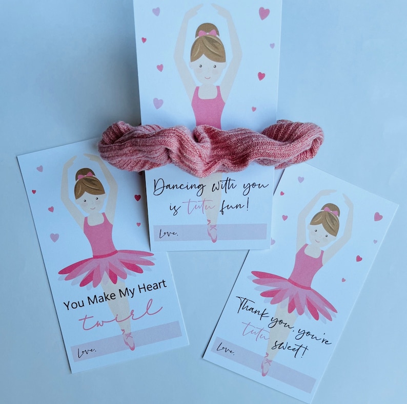 Ballerina Card With Pink Velvet Scrunchie: Dance Party Favors - Etsy