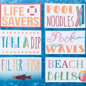 Pool Party Food Labels - Etsy