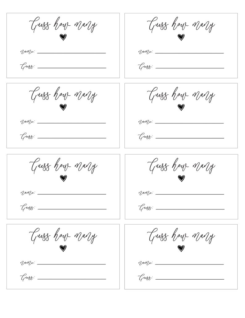 Printable Baby Shower Game / the Guessing Game Sign / Guess | Etsy