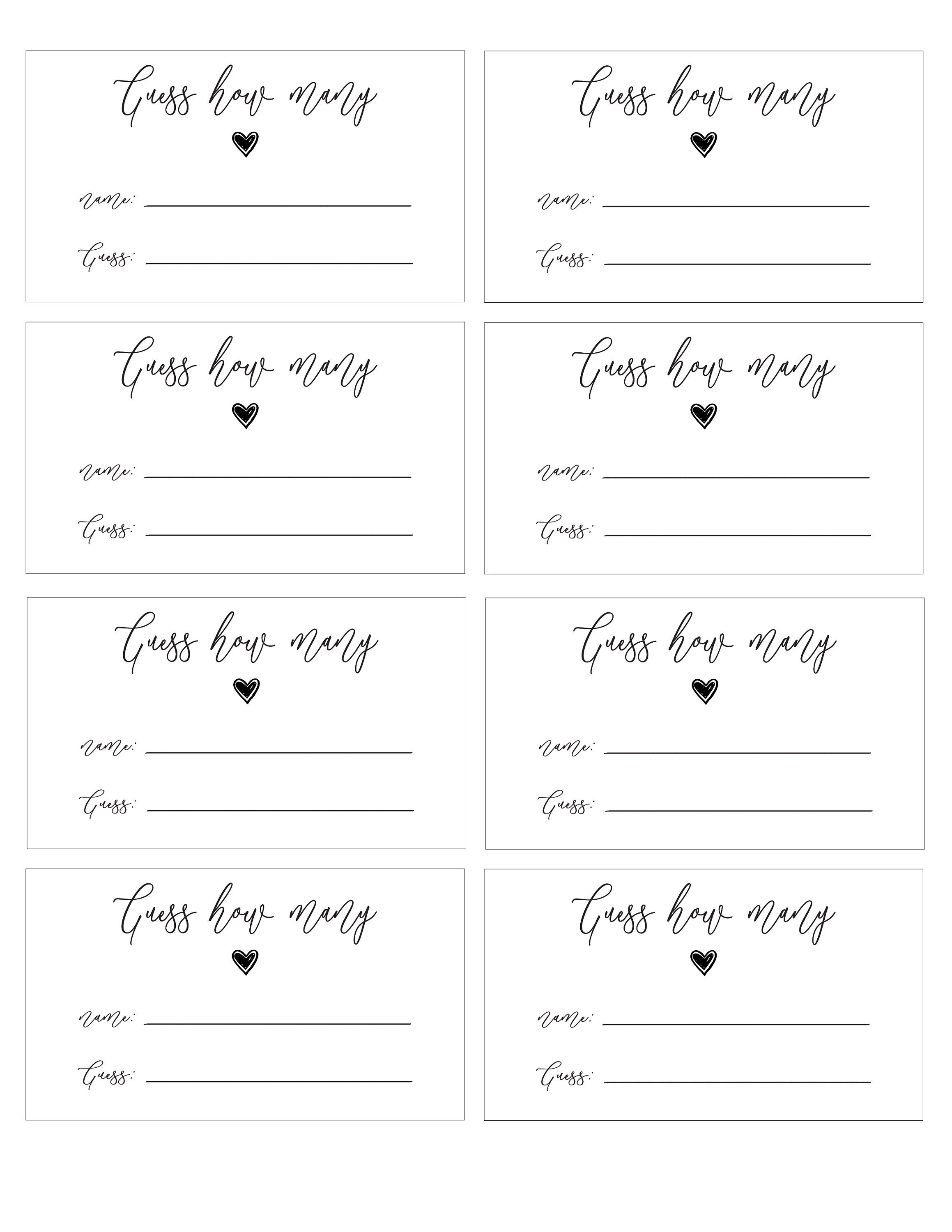 Printable Baby Shower Game / the Guessing Game Sign / Guess | Etsy