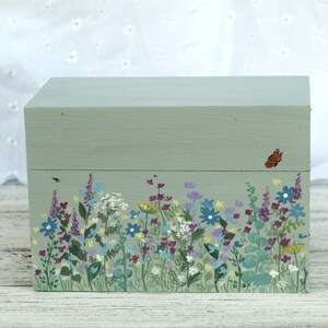 Personalized Wildflower Recipe Box, Fits 4x6 Cards, Hand Painted ...