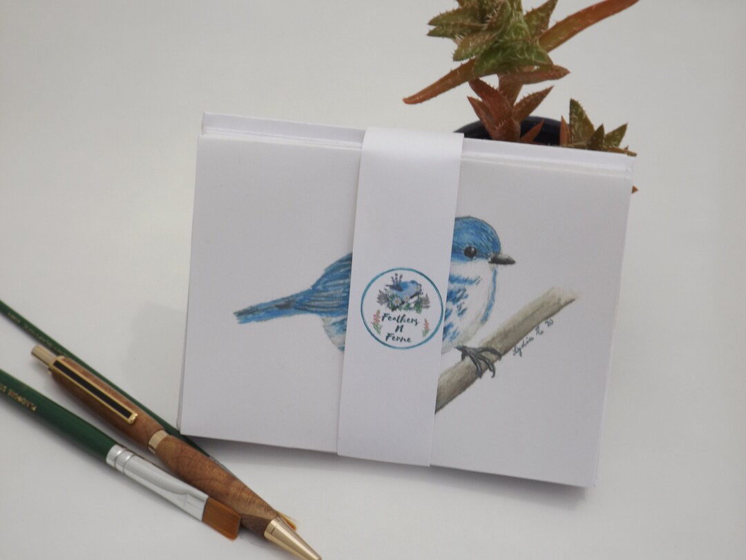 Hand Painted Bird Note Card Set: Chickadee, Nuthatch, Warbler, Bluebird ...
