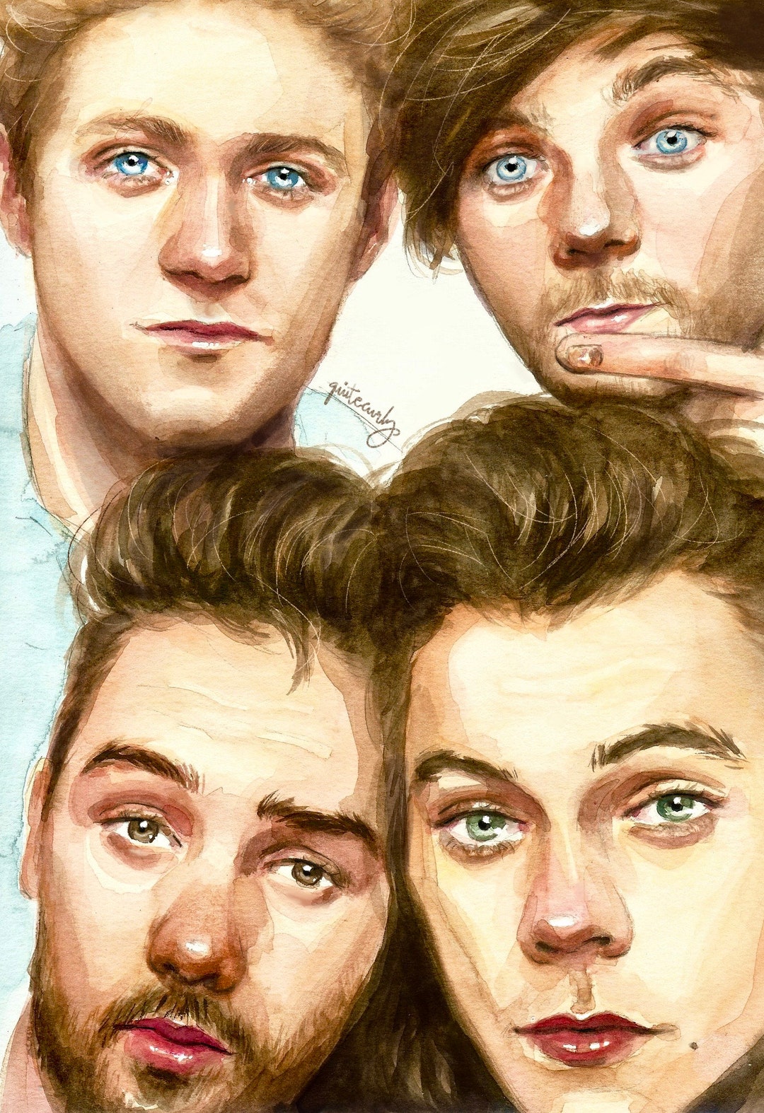 One Direction Watercolor ORIGINAL - Etsy