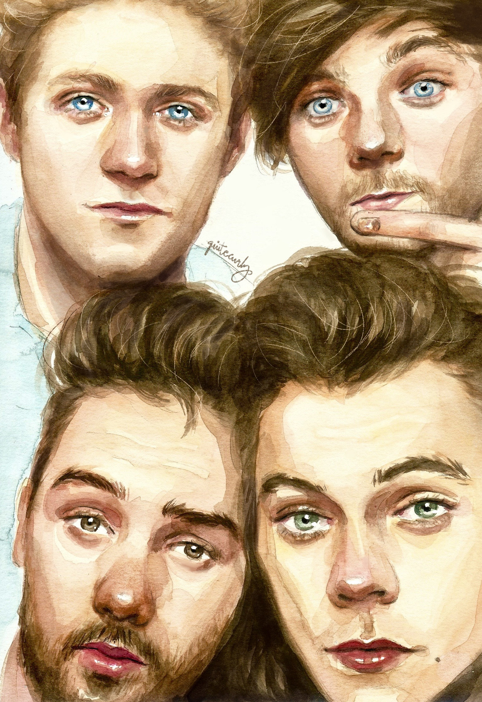 One Direction Watercolor ORIGINAL - Etsy
