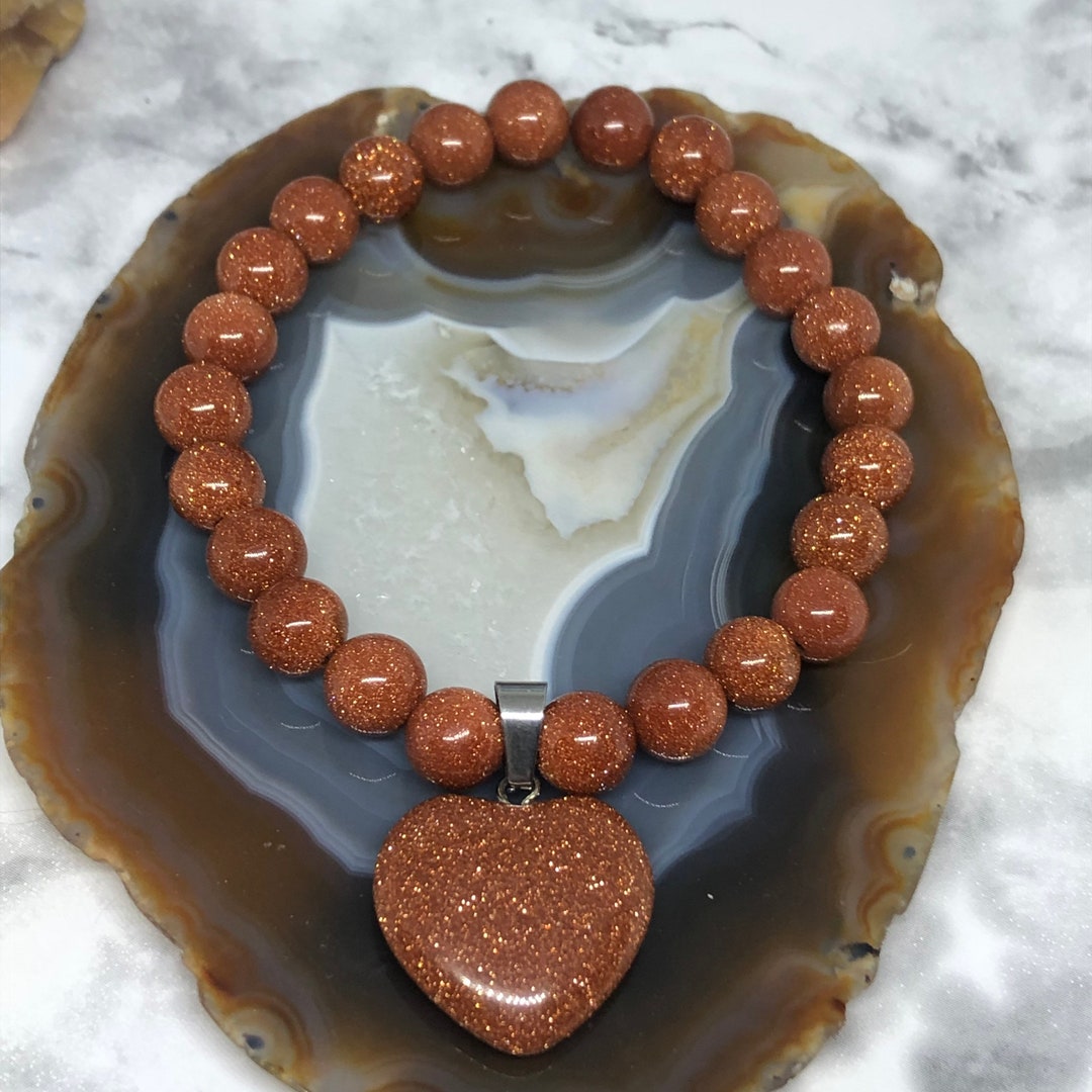 Sandstone Bracelet, Sandstone Jewelry, Stretch Bracelet, Heart Bracelet ...