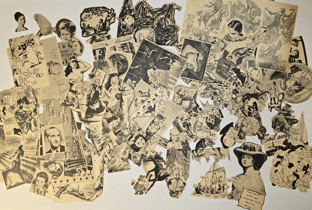 Vintage Newspaper Ephemera Bundle 100+ Pieces for Art Journal, Junk ...